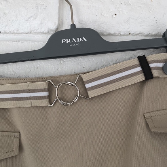 Prada | Skirts | Prada Khaki Red Label Belted Skirt | Poshmark